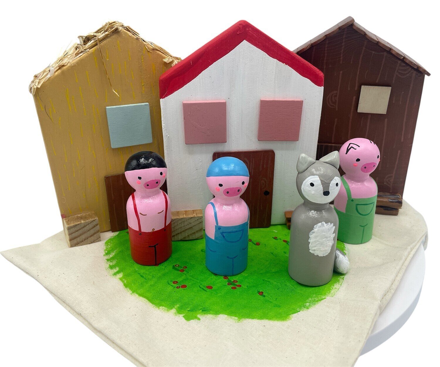 Mini mundo del cuento Los Tres cerditos y el lobo | FEITO EN LASPUÑA